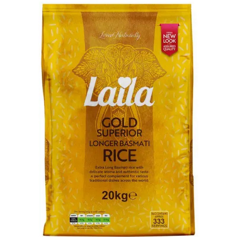 Laila Gold Superior Basmati Rice 20kg – Grapevine Guernsey