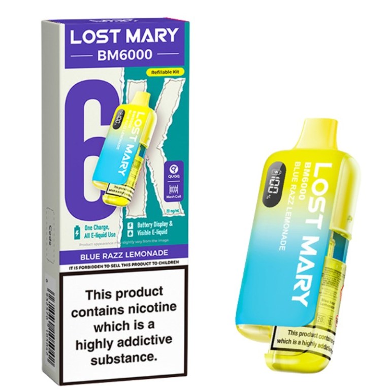 Lost Mary 6K Prefilled Vape Kit Blue Razz Lemonade – Grapevine Guernsey